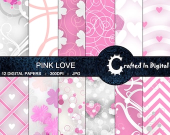 Wine & Gold Love Digital Paper Collection 12x12 | Etsy