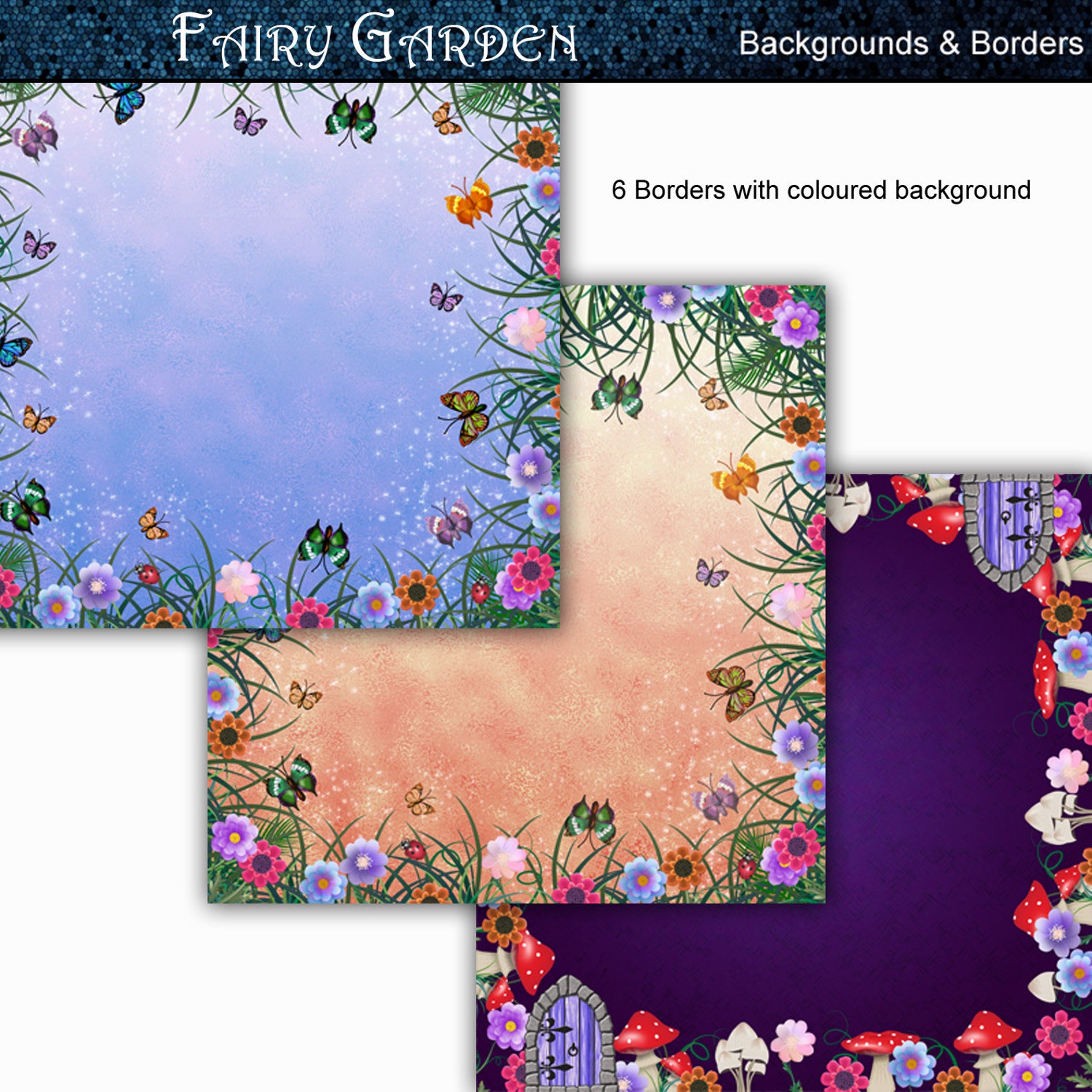 Fairy Garden Backgrounds Borders and Transparent Frames. 12 X - Etsy