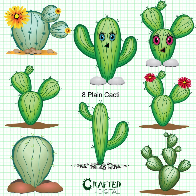 Cute Simple Cactus Clipart Vector Clipart | Etsy