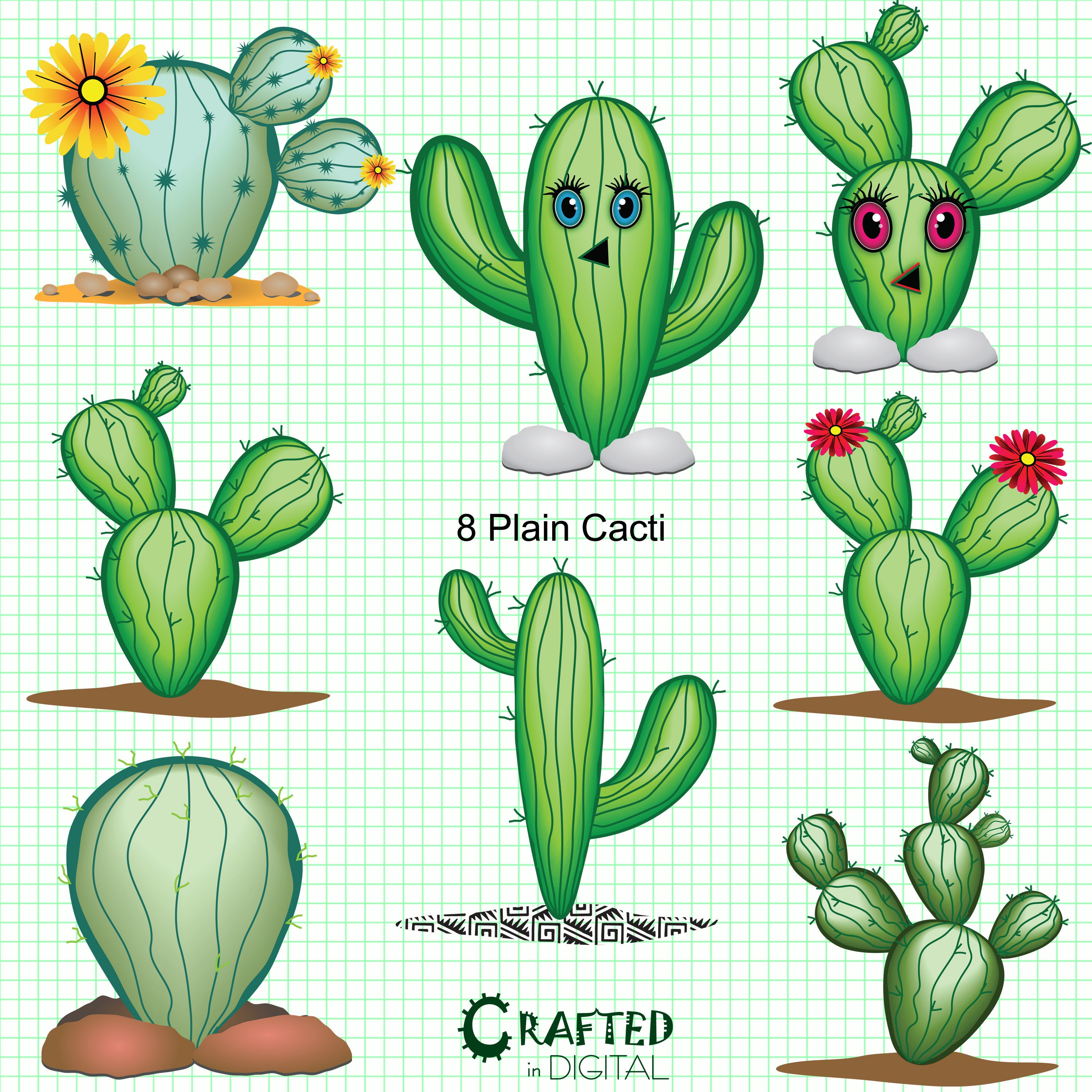 Cute Simple Cactus Clipart Vector Clipart - Etsy