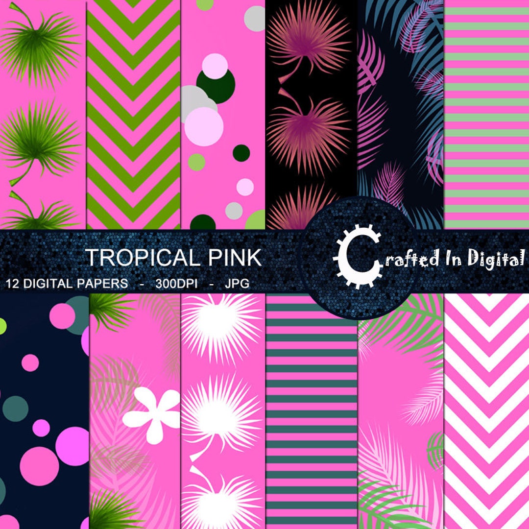 Tropical Pink - Digital Paper Collection 12x12 - Etsy
