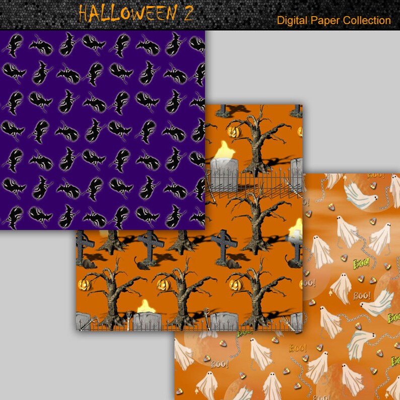 Halloween II Digital Paper Scrapbook Collection 12x12 | Etsy