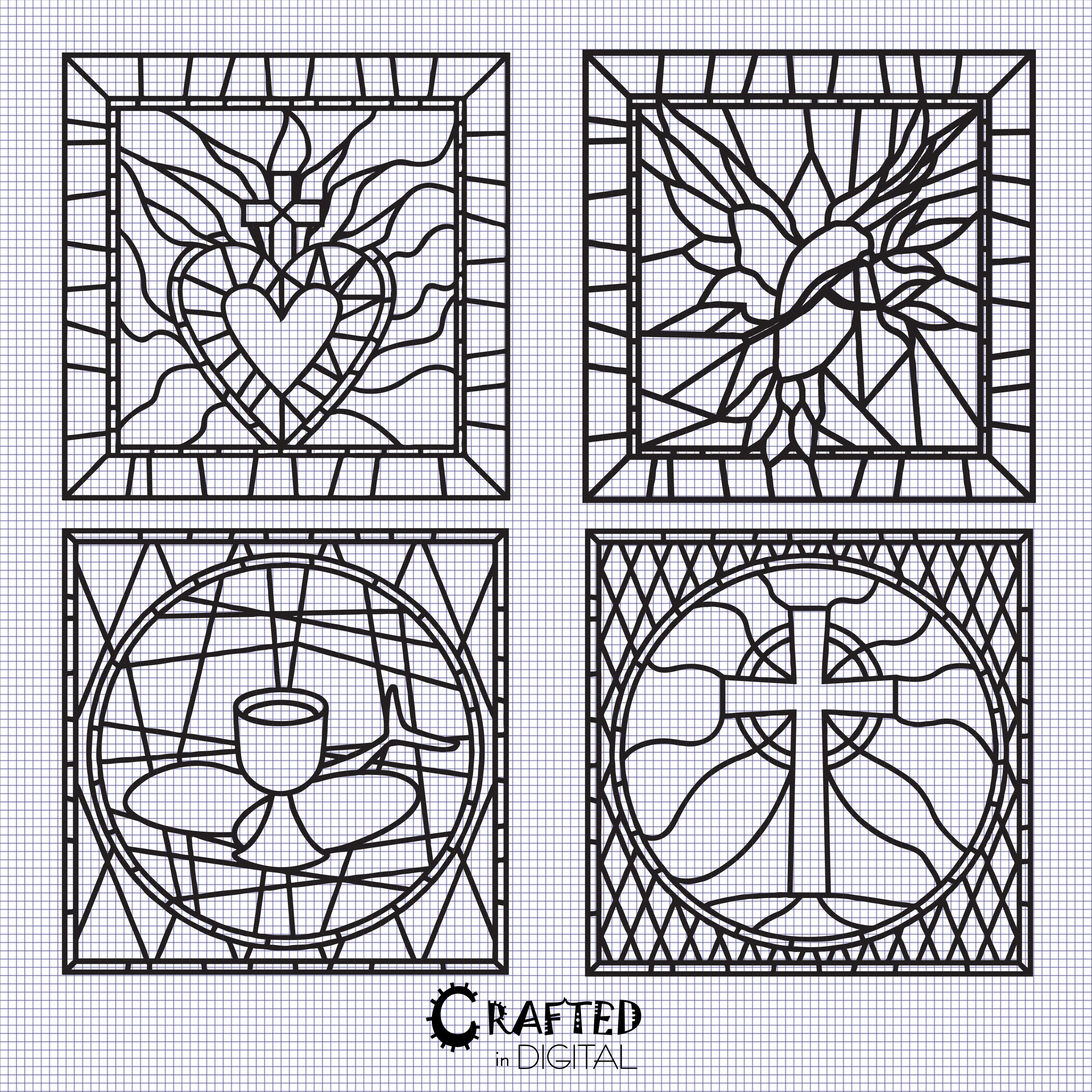 Stained Glass Silhouettes Cut File Collection (SVG/DXF/PNG) - Etsy