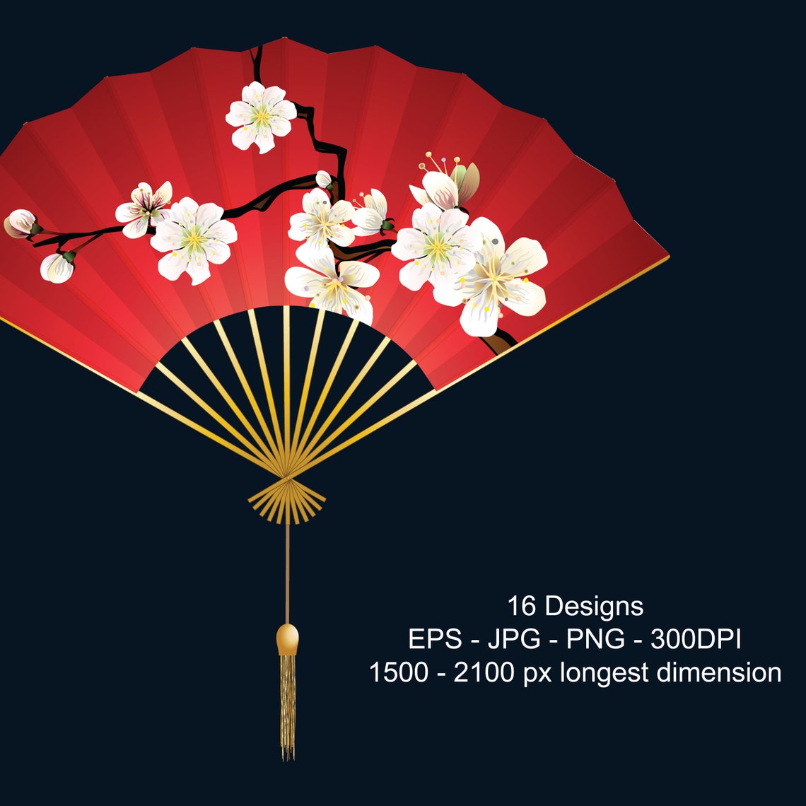 Red Coloured Japanese Fans Clipart Collection | Etsy Australia