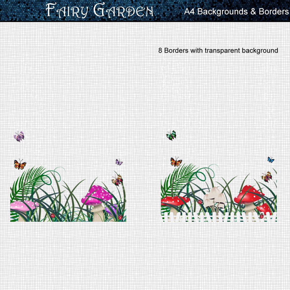 A4 Fairy Garden Backgrounds Borders and Transparent Frames. | Etsy