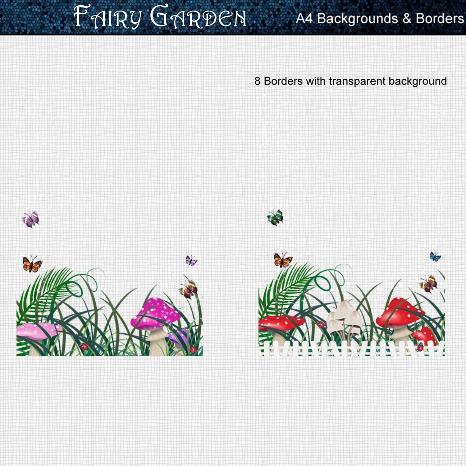 A4 Fairy Garden Backgrounds Borders and Transparent Frames. | Etsy UK