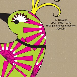 Bright Fancy Birds Clipart Collection - Etsy