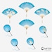 Blue Coloured Japanese Fans Clipart Collection - Etsy