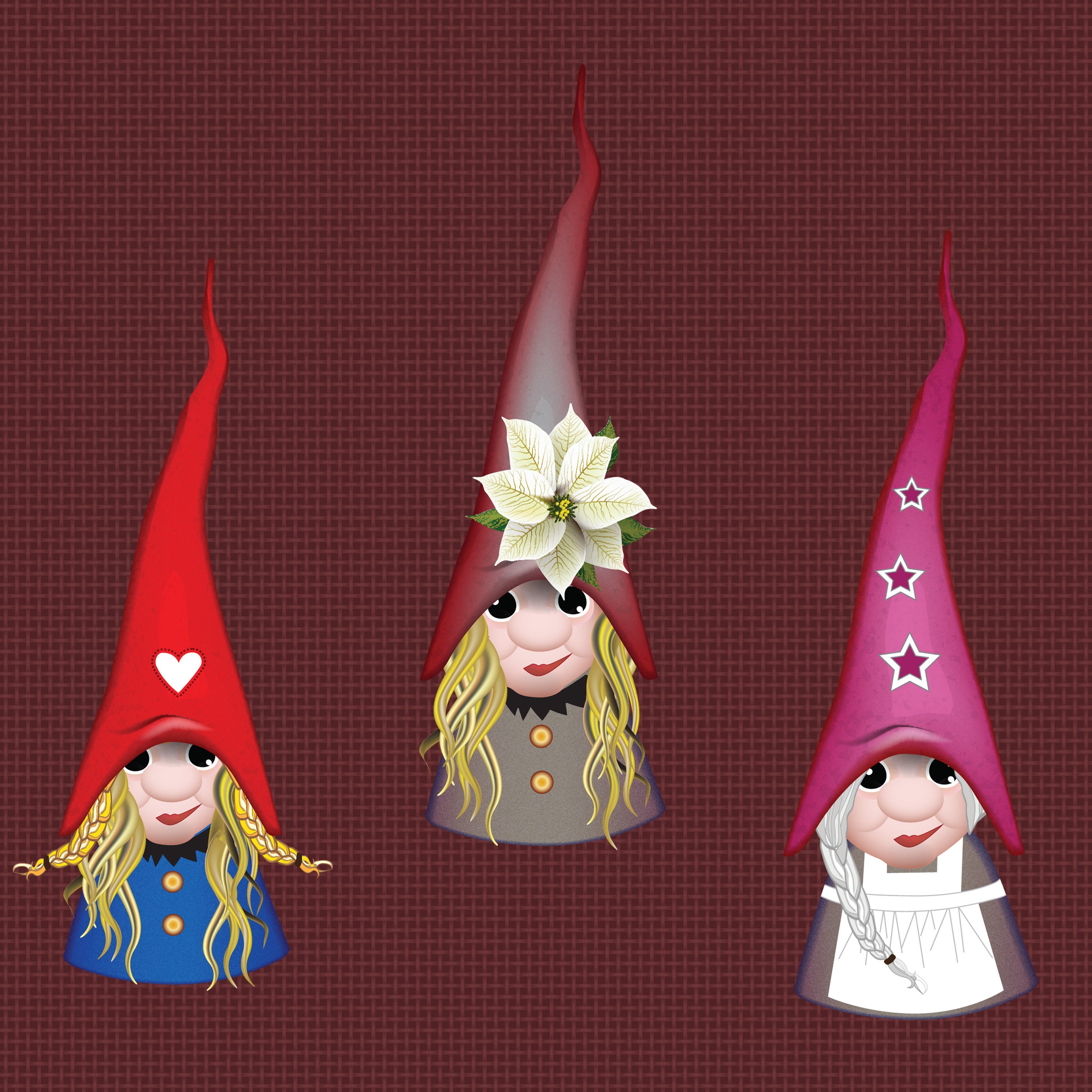 9 Scandinavian Christmas Girl Gnomes Tomte Nisse Santa Elf | Etsy