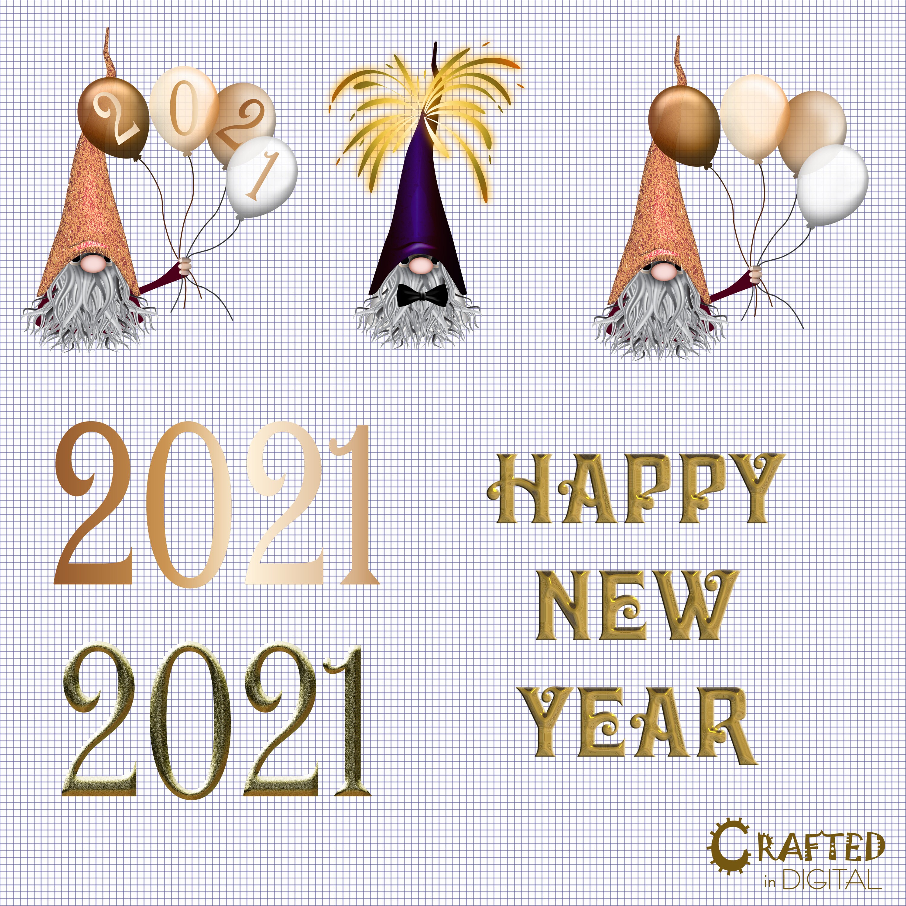 New Year's Eve Gnomes New Year's Celebration Clipart | Etsy