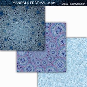 Mandala Festival in Blue - Digital Paper Collection 12x12 - Etsy