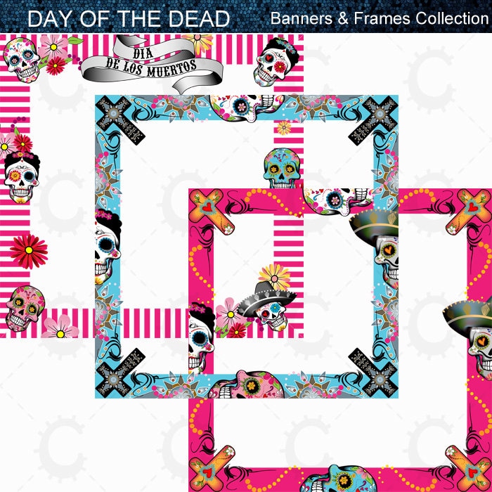 Day of the Dead Frames and Banners Collection - Etsy