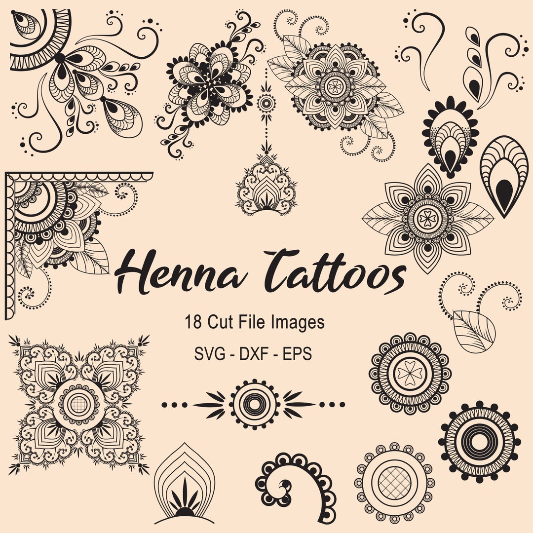 Henna Tattoo Style Cutting File Collection - Svg/dxf/eps Files Suitable ...