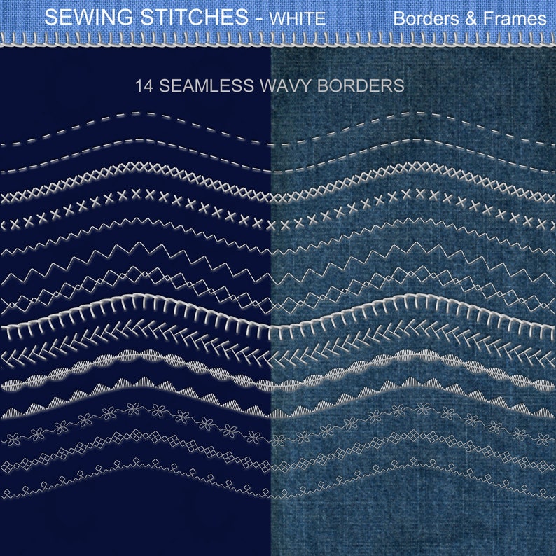 Sewing Stitches in White 56 Straight Curved Rectangle and | Etsy