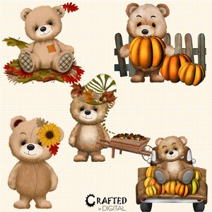 Autumn Teddy Bears, Fall Teddy Bears - Fall Clipart Collection - Etsy