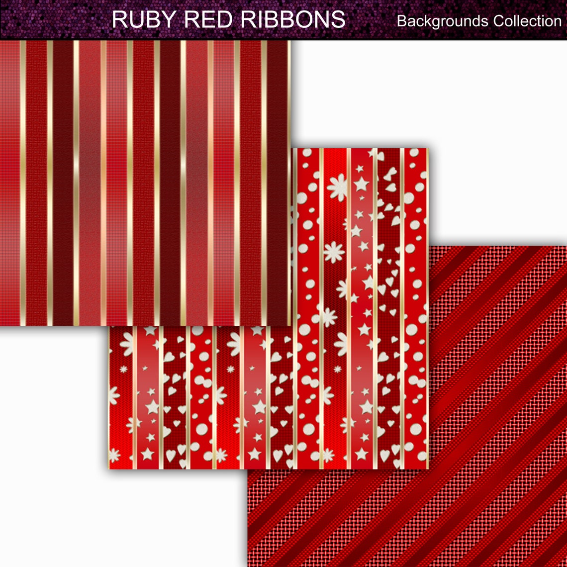 Ruby Red Ribbons 16 Seamless Striped Wavy Textured Ribbon - Etsy