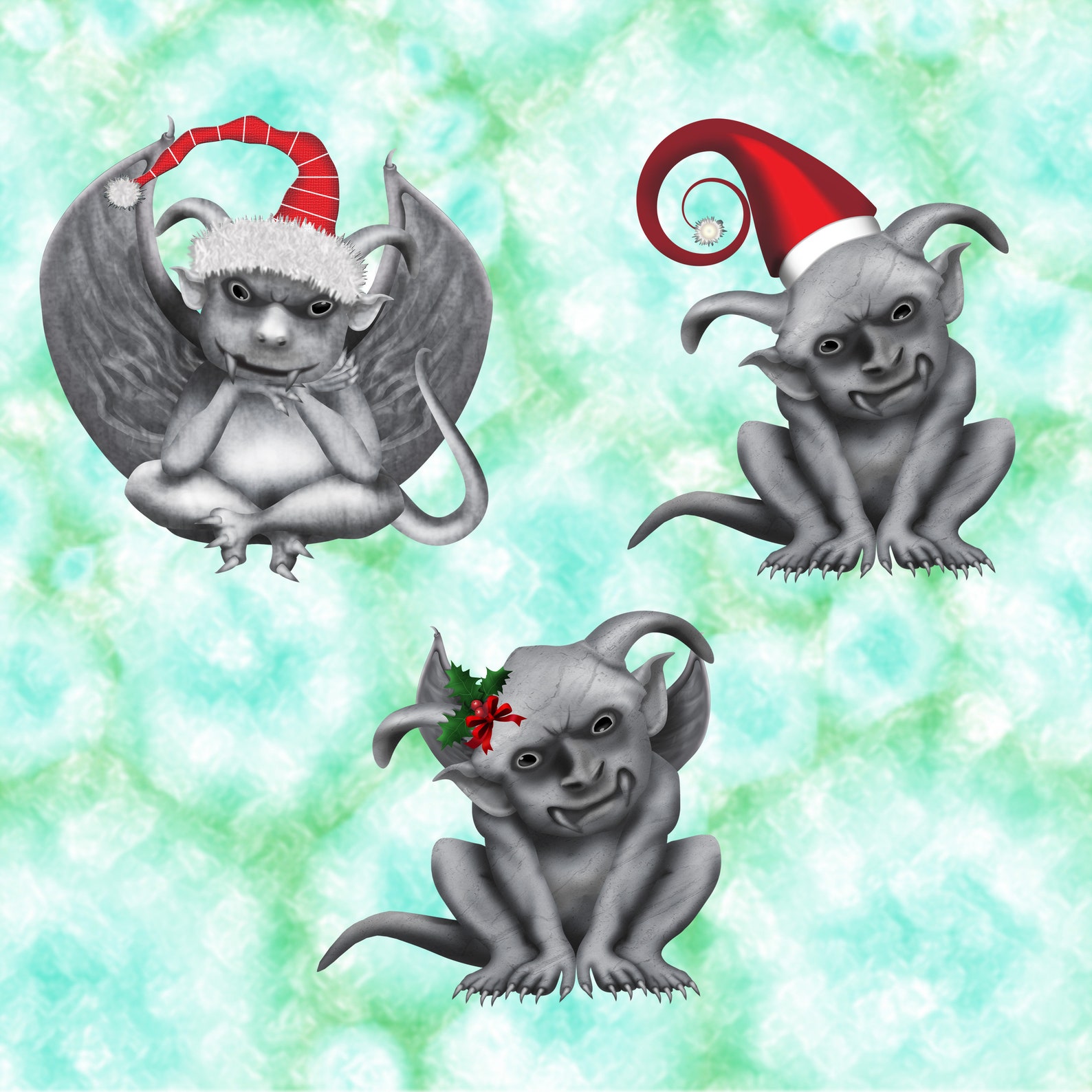 Christmas Gargoyles Clipart Collection - Etsy