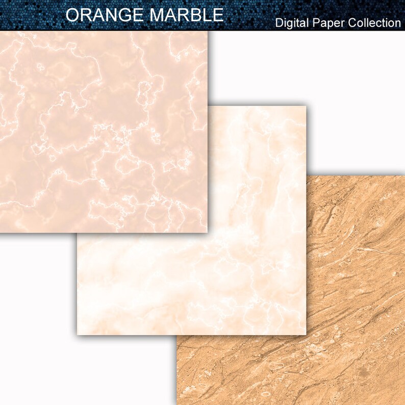 Orange Marble Digital Paper Collection 12x12 | Etsy