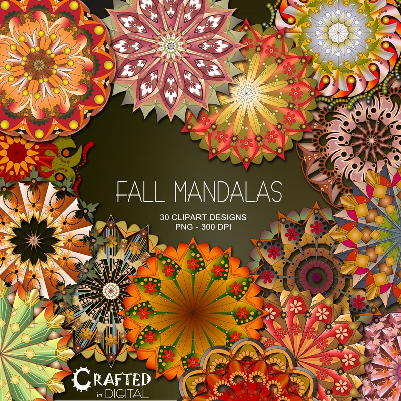 30 Fall/autumn Mandalas & Mandala Overlays Clipart - Etsy