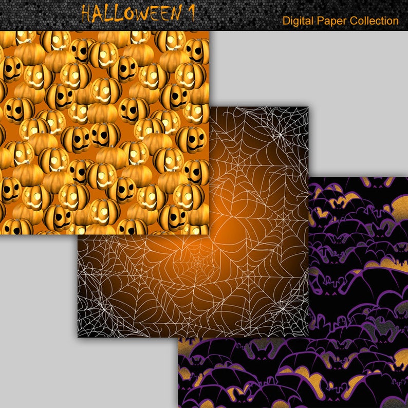 Halloween Digital Paper Scrapbook Collection 12x12 - Etsy