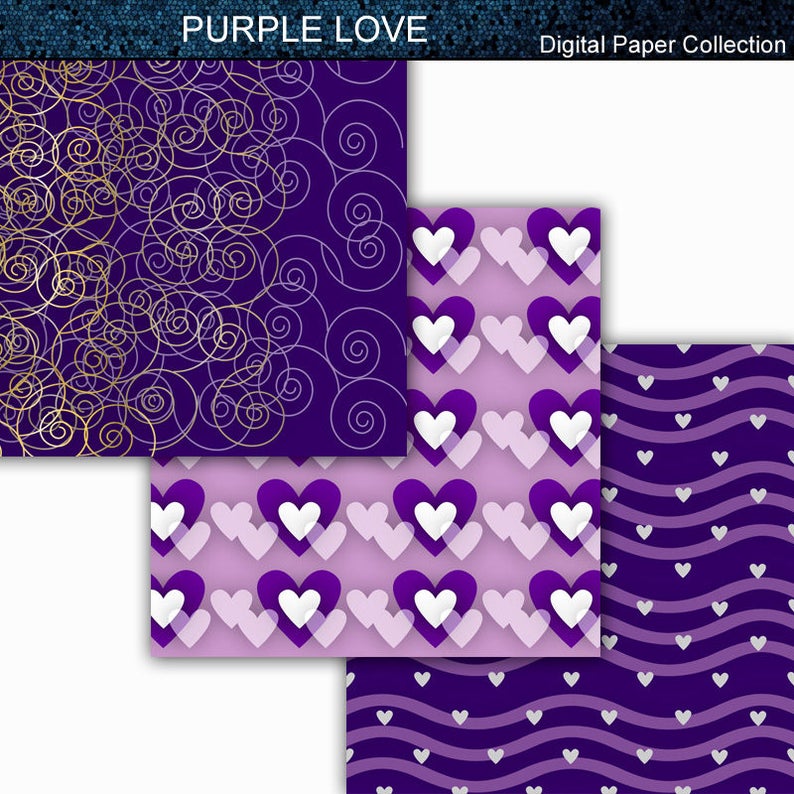 Purple Love - Digital Paper Collection 12x12 - Etsy