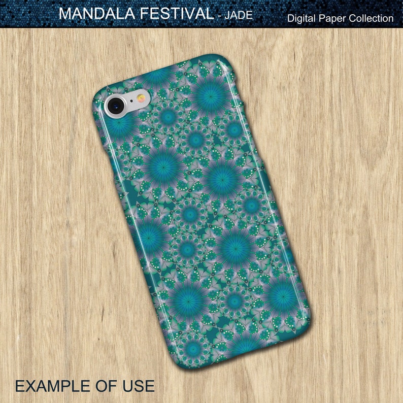 Mandala Festival in Jade Digital Paper Collection 12x12 | Etsy