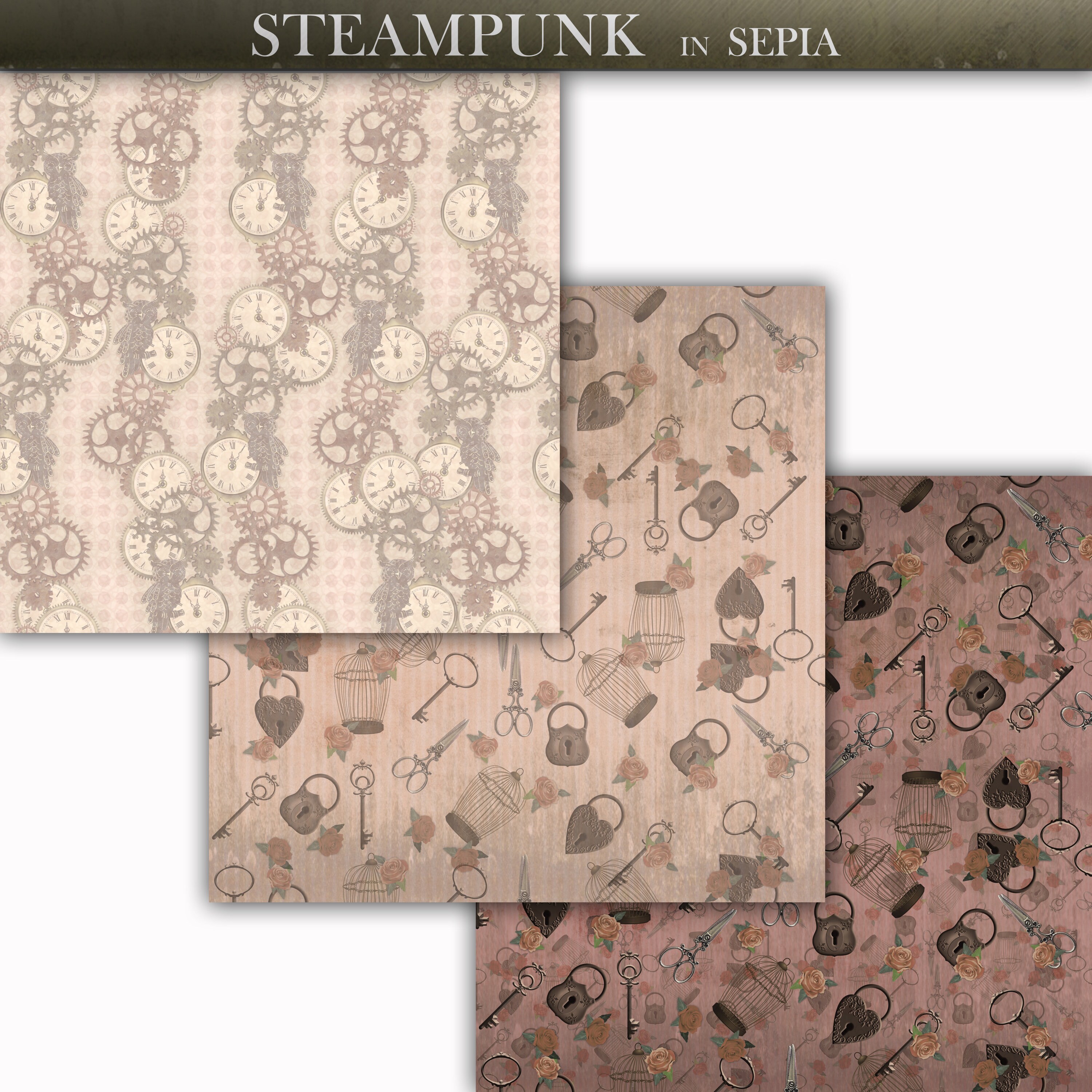 Steampunk Sepia Digitaal Papier 12 x12 Naadloze Digitale - Etsy Nederland
