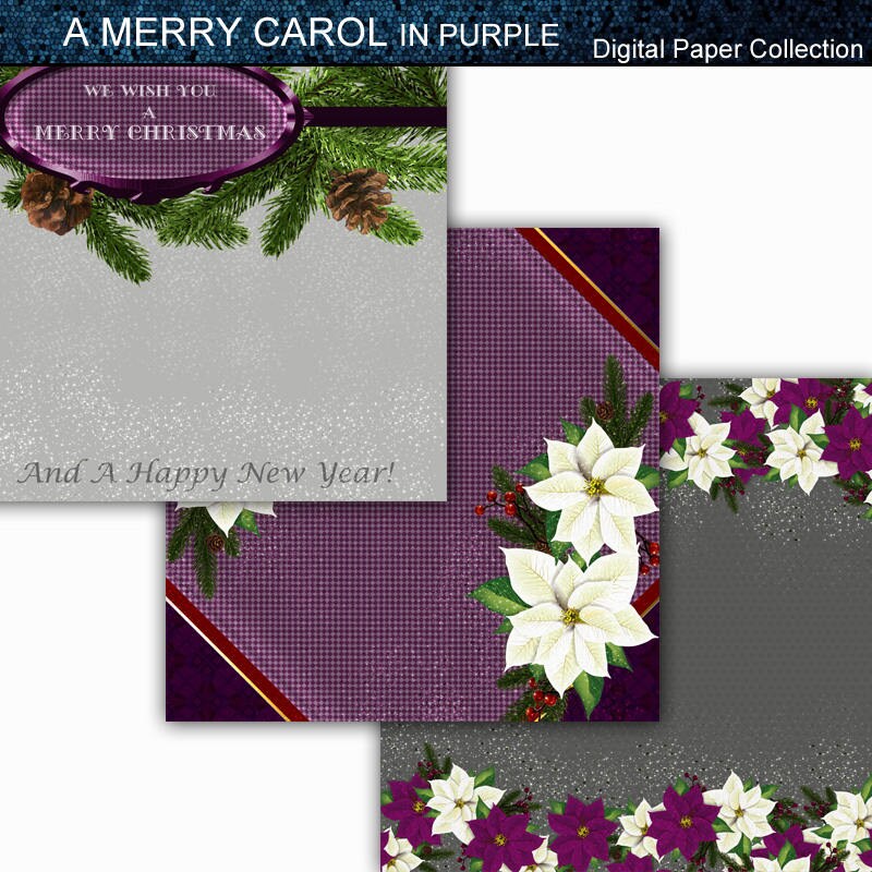 Christmas Carols In Purple Digital Paper Collection 12x12 | Etsy