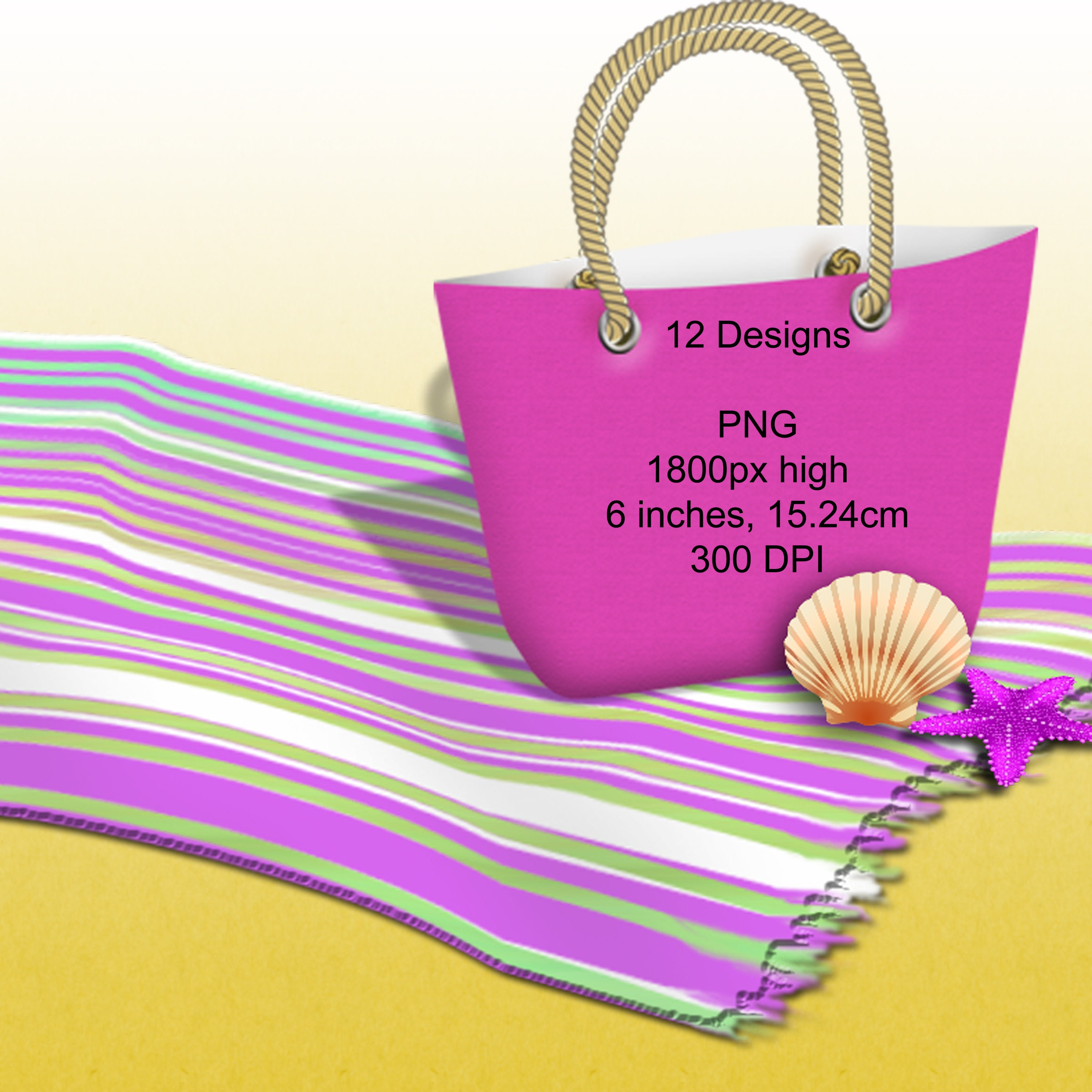 Summer Beach in Pink Bright Summer Clipart Collection - Etsy