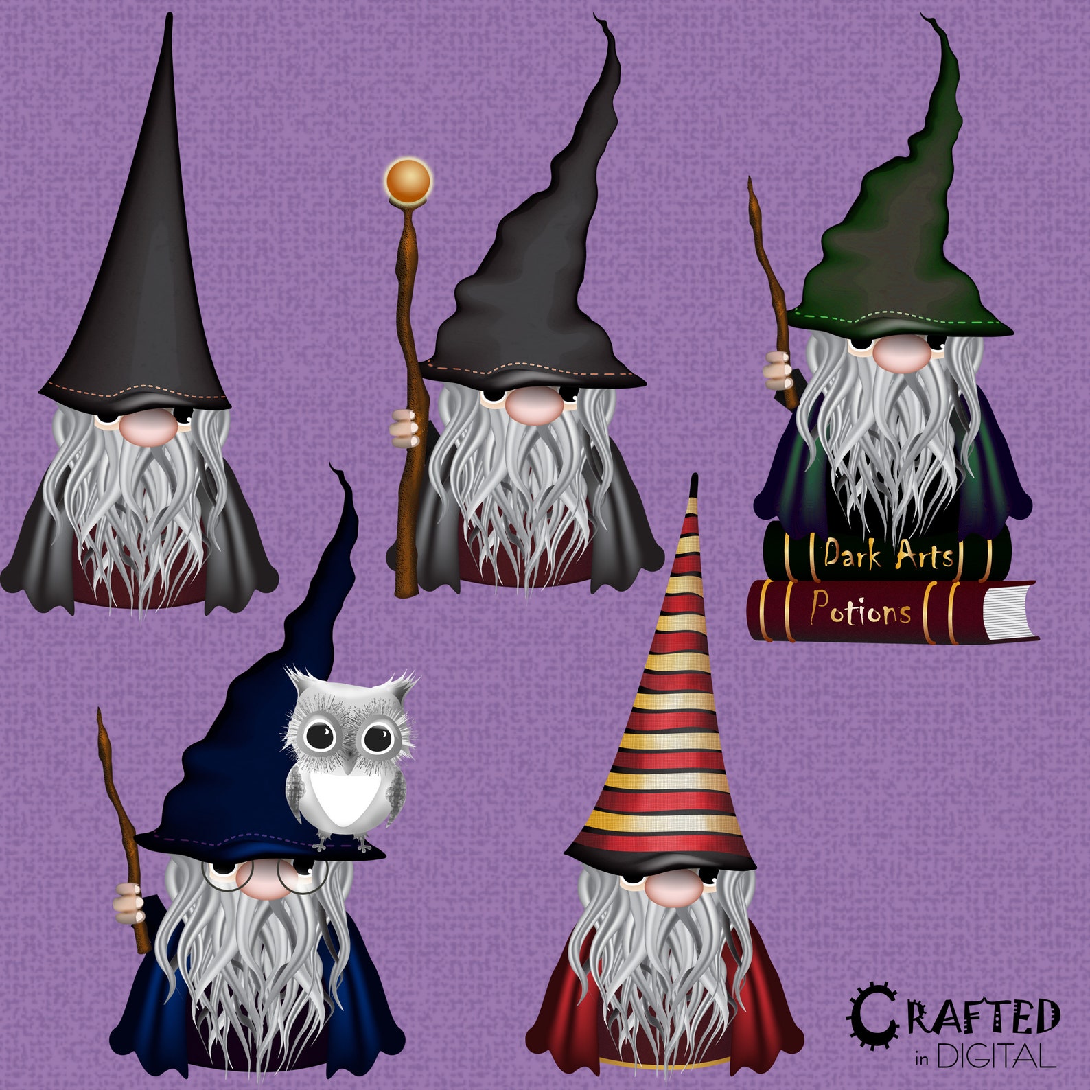 Wizard Gnomes Clipart Collection - Etsy