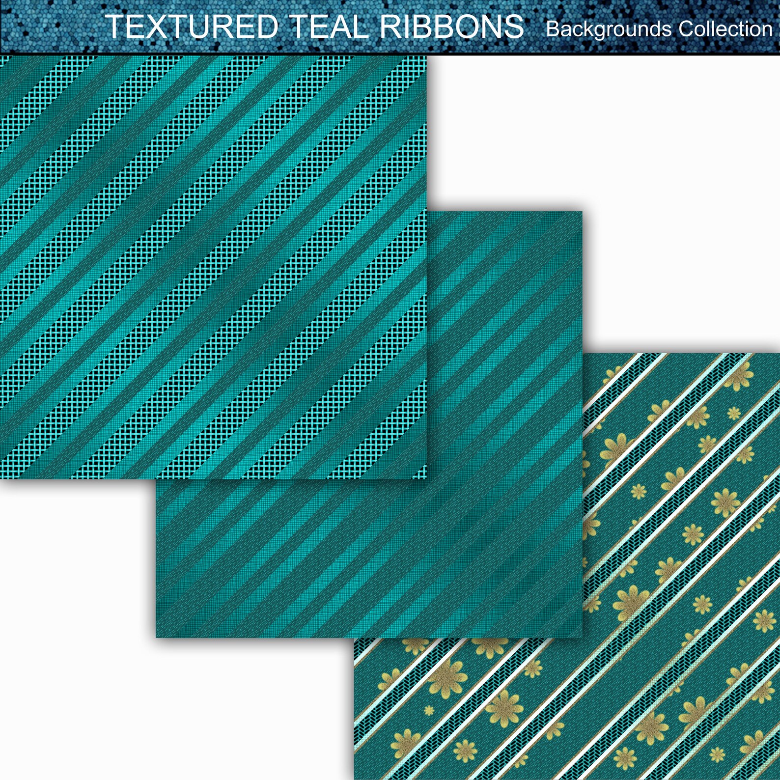 Teal Ribbons 16 Seamless Striped Wavy Textured Ribbon - Etsy