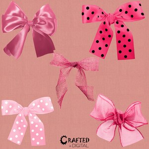 Pink Bows - Simple & Embellished Bows Clipart - Etsy