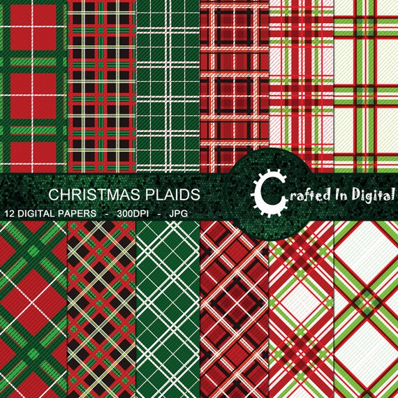 Christmas Plaids/tartans Digital Paper Collection 12x12 | Etsy