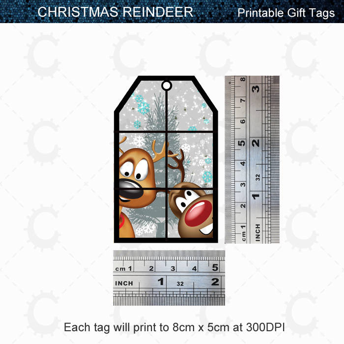 18 Red Nosed Reindeer Printable Christmas Gift Tags | Etsy