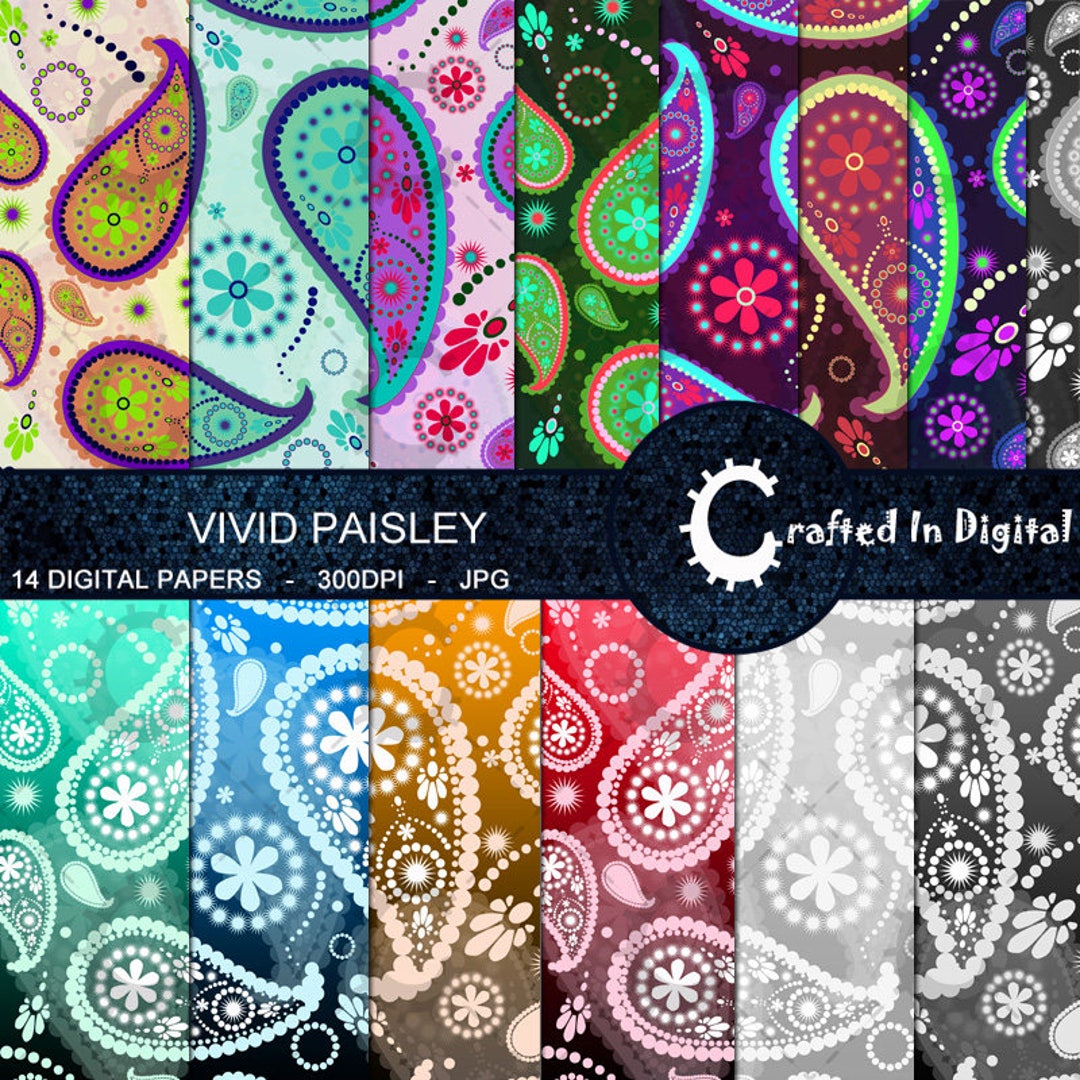 Vivid Paisley - Digital Paper Collection 12x12 - Etsy