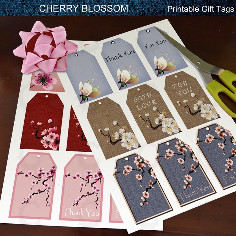 Cherry Blossom Gift Tags: Printable Sakura Floral Tags (PDF) - Etsy