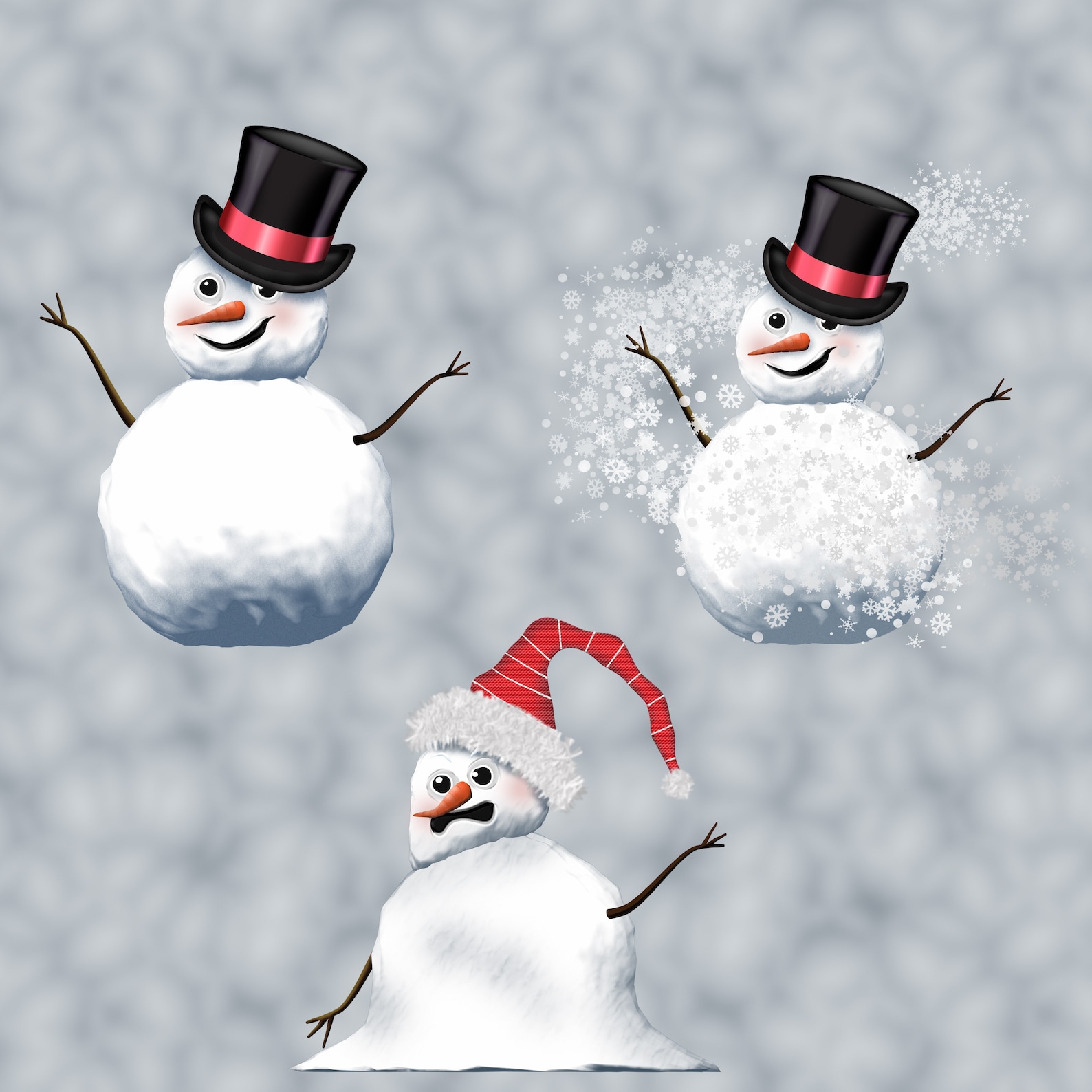 9 Christmas Snowmen Cute Snowman Melting Snowman | Etsy