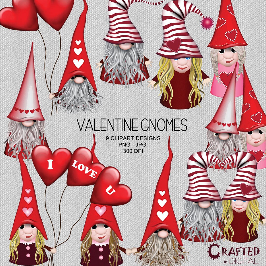Valentine's Day Gnome Clipart: Scandinavian Nisse Tomte (digital ...