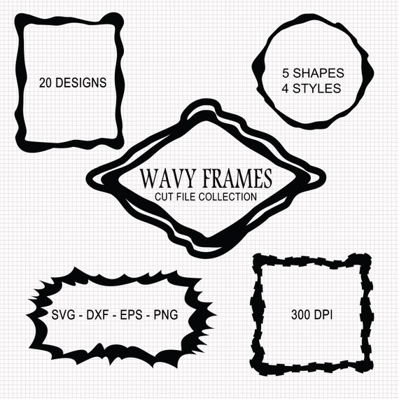 20 Wavy Frames Cut File Collection Svg/dxf/eps/png Files - Etsy