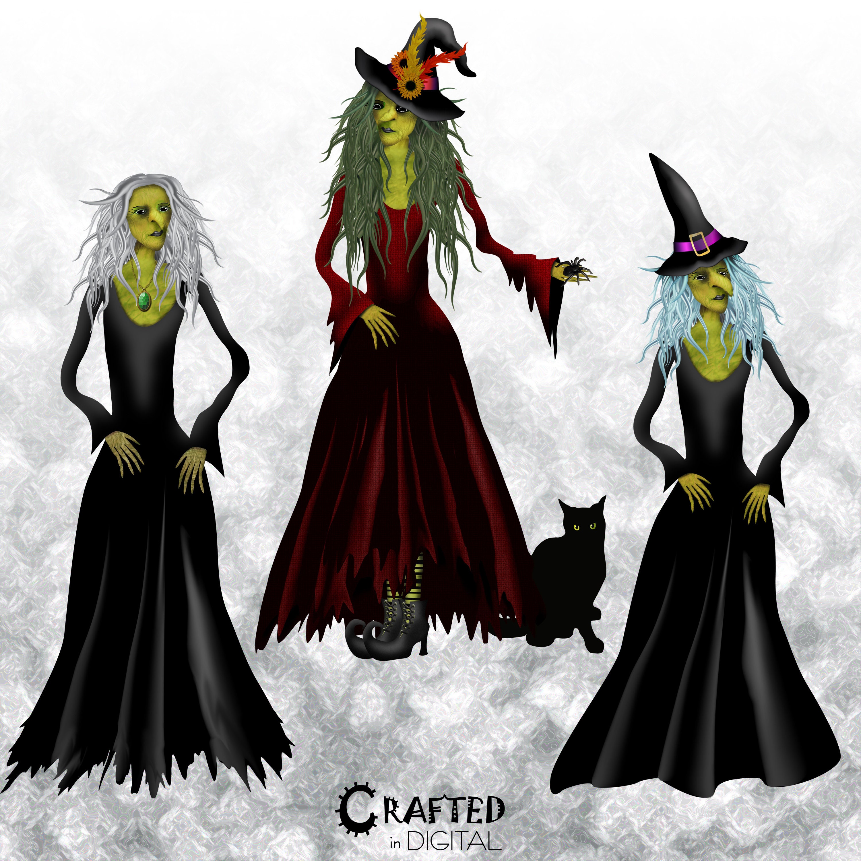 The Witches - Halloween Clipart Collection - Etsy