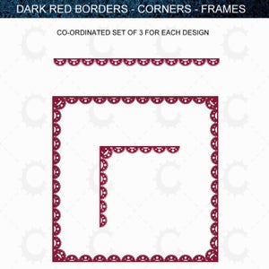 12 Dark Red Borders With Matching Corners and Frames - PNG Borders - Etsy