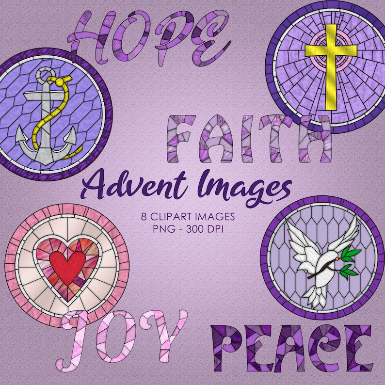 Advent Images - Hope, Faith, Joy & Peace Stained Glass Christian ...