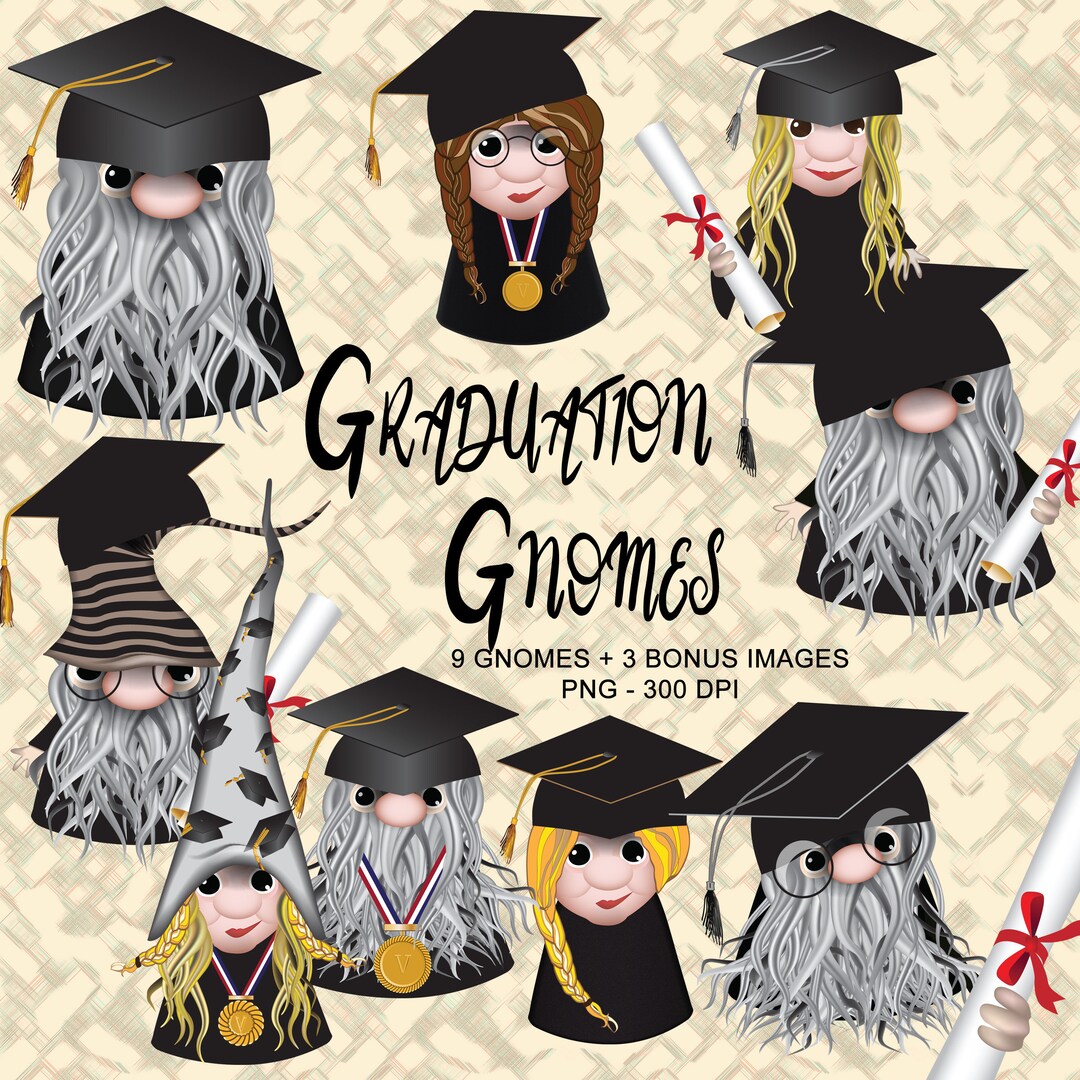 Graduation Gnomes - Clipart Collection - Etsy