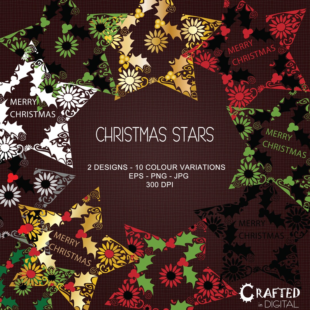 Decorative Christmas Stars, Star Overlays, Holly Stars - Clipart ...