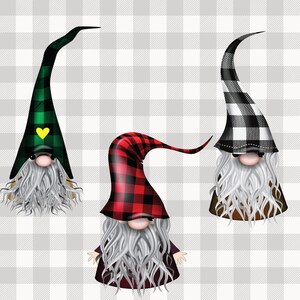 12 Buffalo Plaid Gnomes, - Cute Gnomes Clipart Collection - Etsy