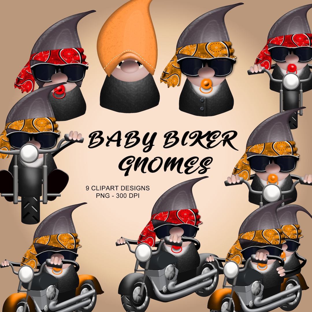 Baby Biker Gnomes - Clipart Collection - Etsy
