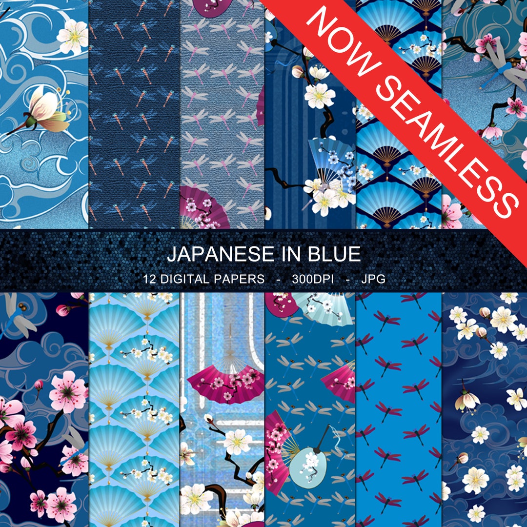 Japanese in Blue - SEAMLESS Digital Paper Collection 12x12 - Etsy