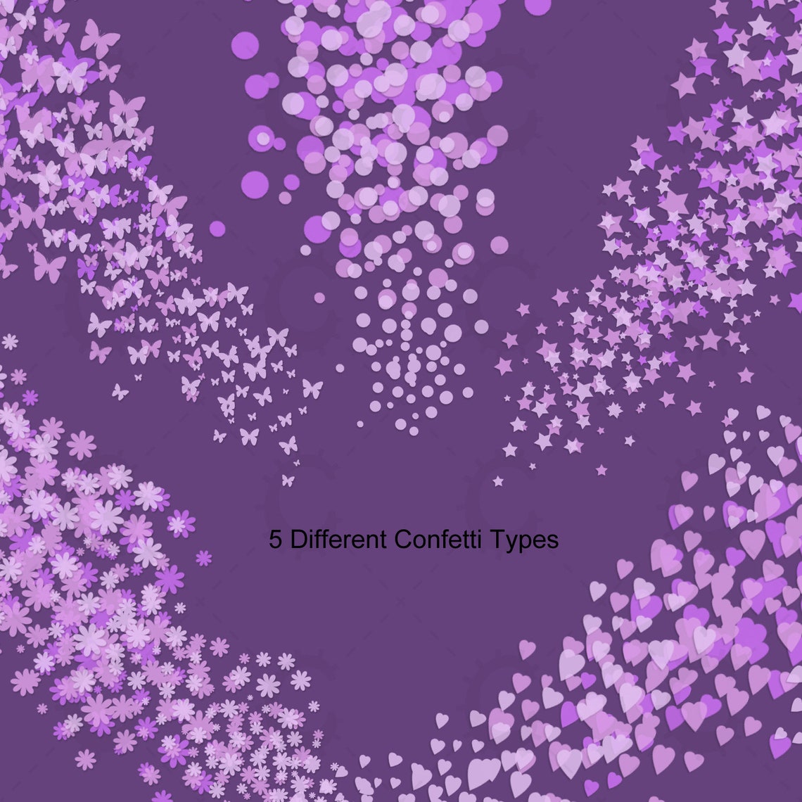 25 Purple Confetti Borders Frames and Overlays Circle | Etsy