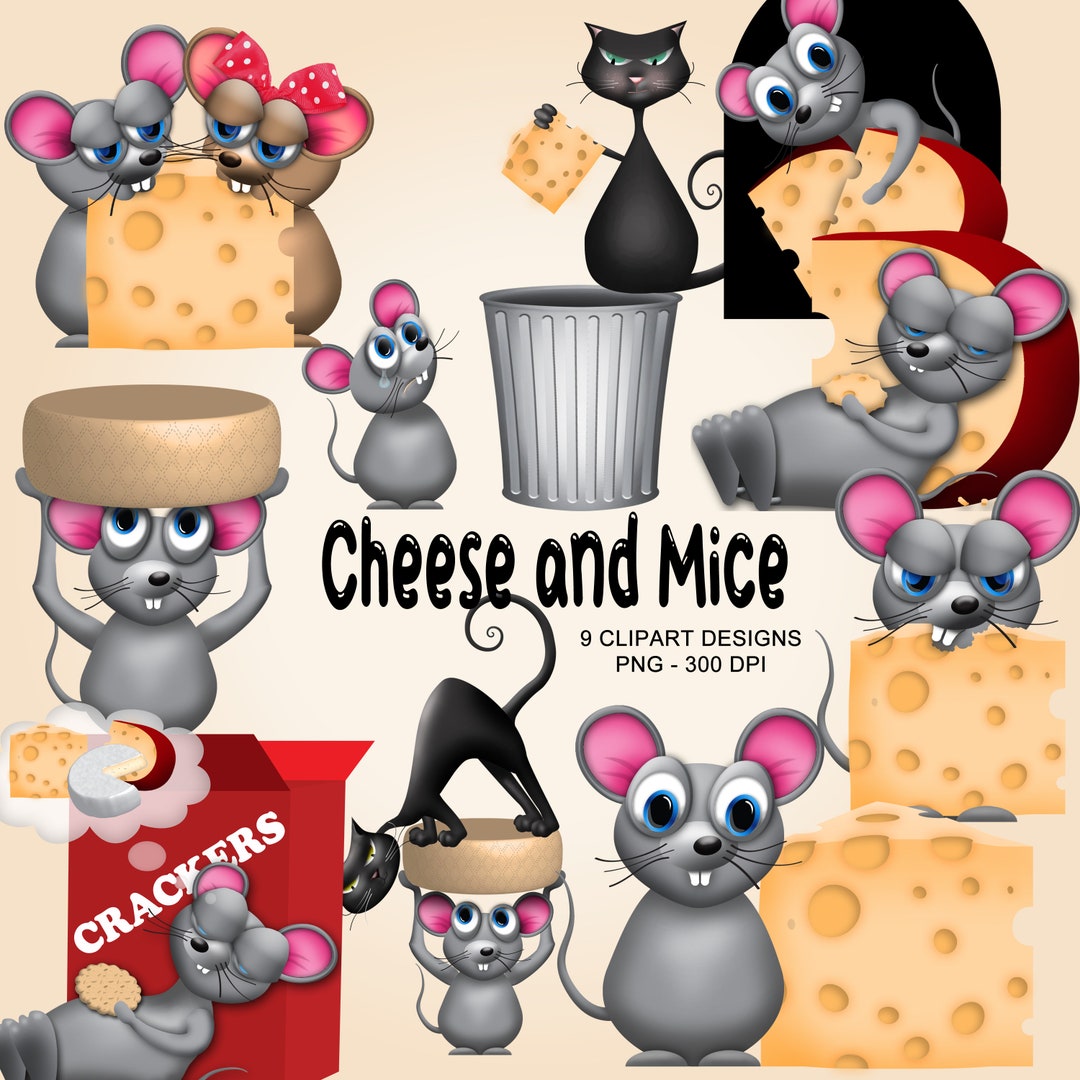 Cheese N Mouses - Cute Mice Clipart Collection - Etsy