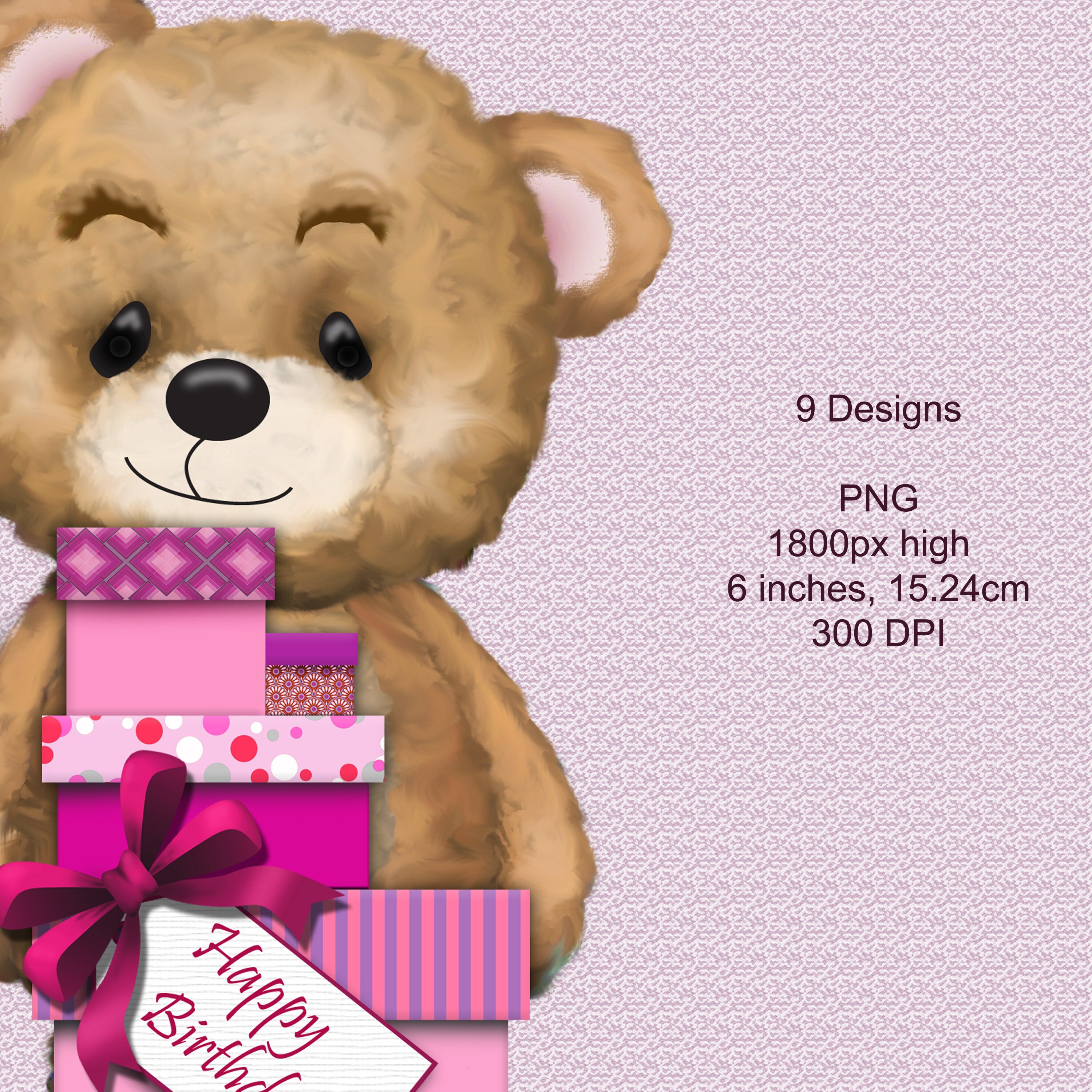 Birthday Bears in Pink Teddy Bear Clipart Collection | Etsy